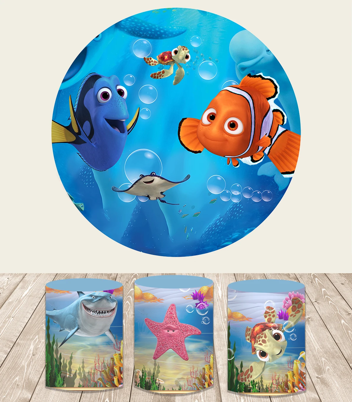 Disney Finding Nemo Backdrop Marlin Shark Blue Sea Little Baby Show ...