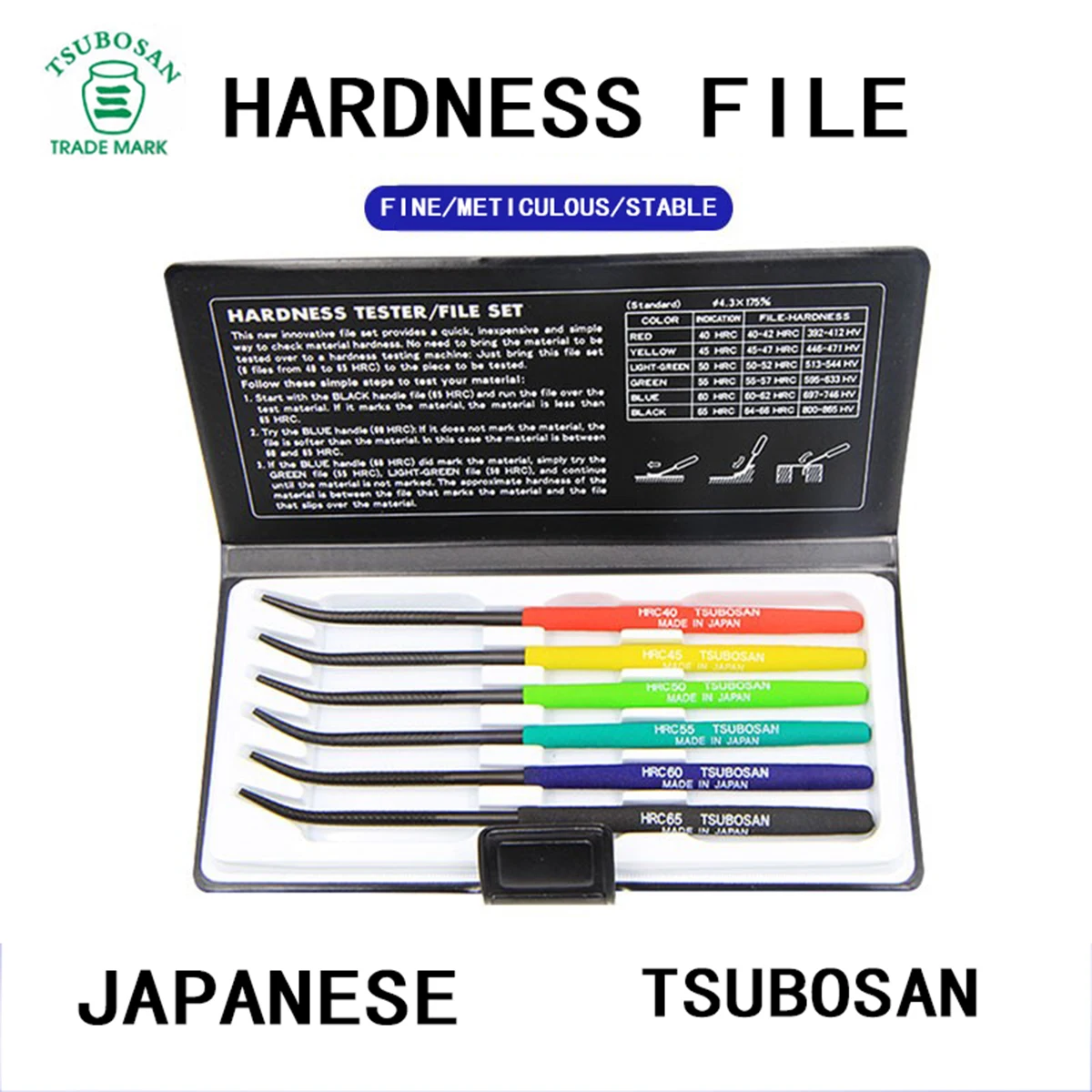 6-Pcs-Set-Premium-TSUBOSAN-Handheld-Metal-Hardness-Tester-File-6-Color ...
