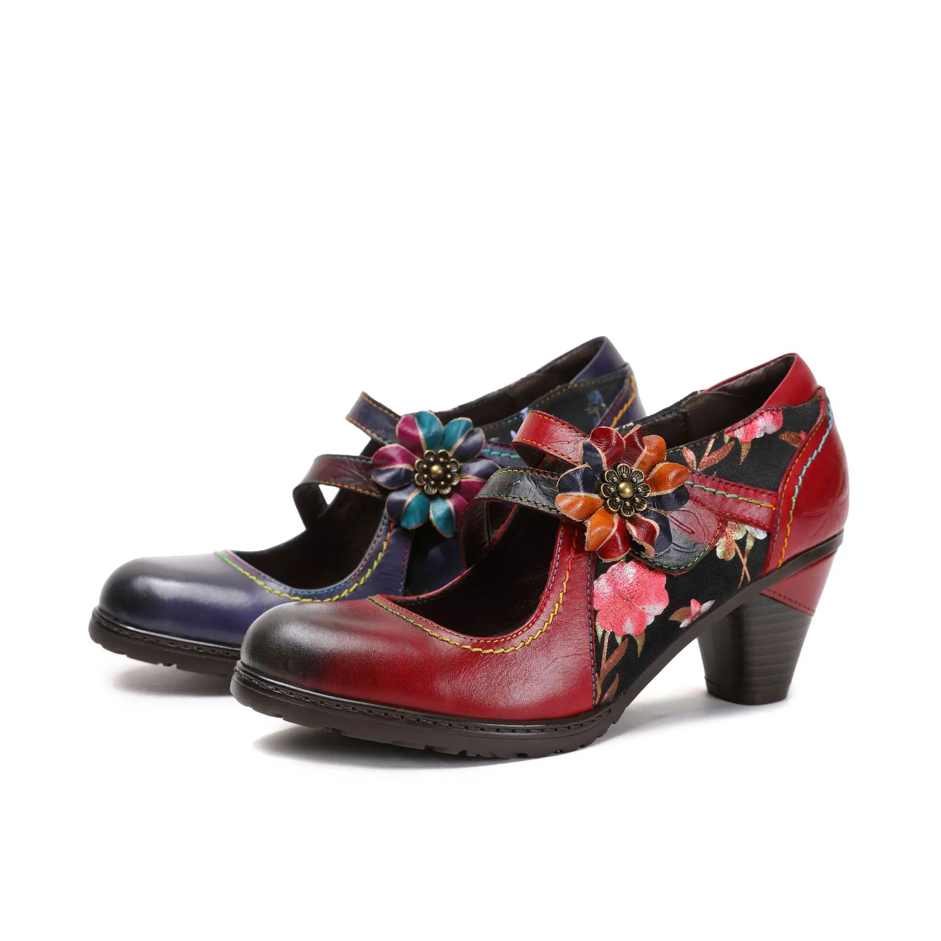 Vicconfy-2024-Luxury-Summer-Vintage-Leather-Flower-Women-s-Single-Shoes ...