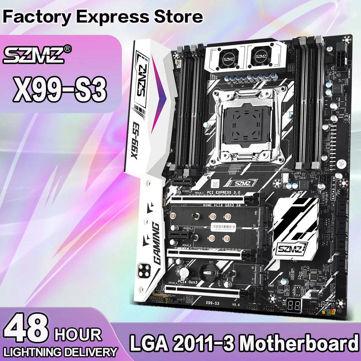 SZMZ X99 S3 오리지널 게이밍 마더보드, LGA2011 V3, 인텔 제온 E5 DDR4 ECC 메모리, NVME USB3 ...