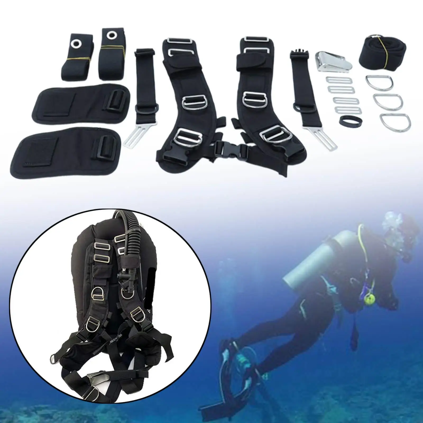 Diving-Backplate-Stainless-Steel-D-Rings-Dive-Harness-for-Freediving ...