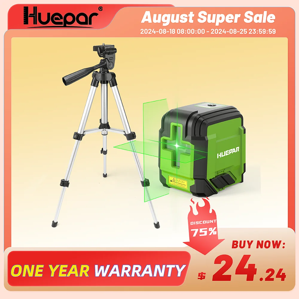 Huepar-2-Lines-Laser-Level-Osram-Green-Beam-Self-Leveling-Horizontal ...