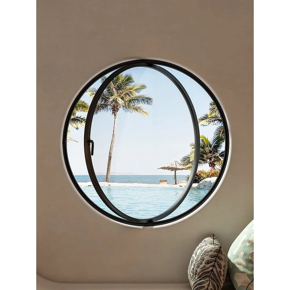 Round-glass-window-Iron-window-frame-moon-Indoor-anti-peeping-Attic ...