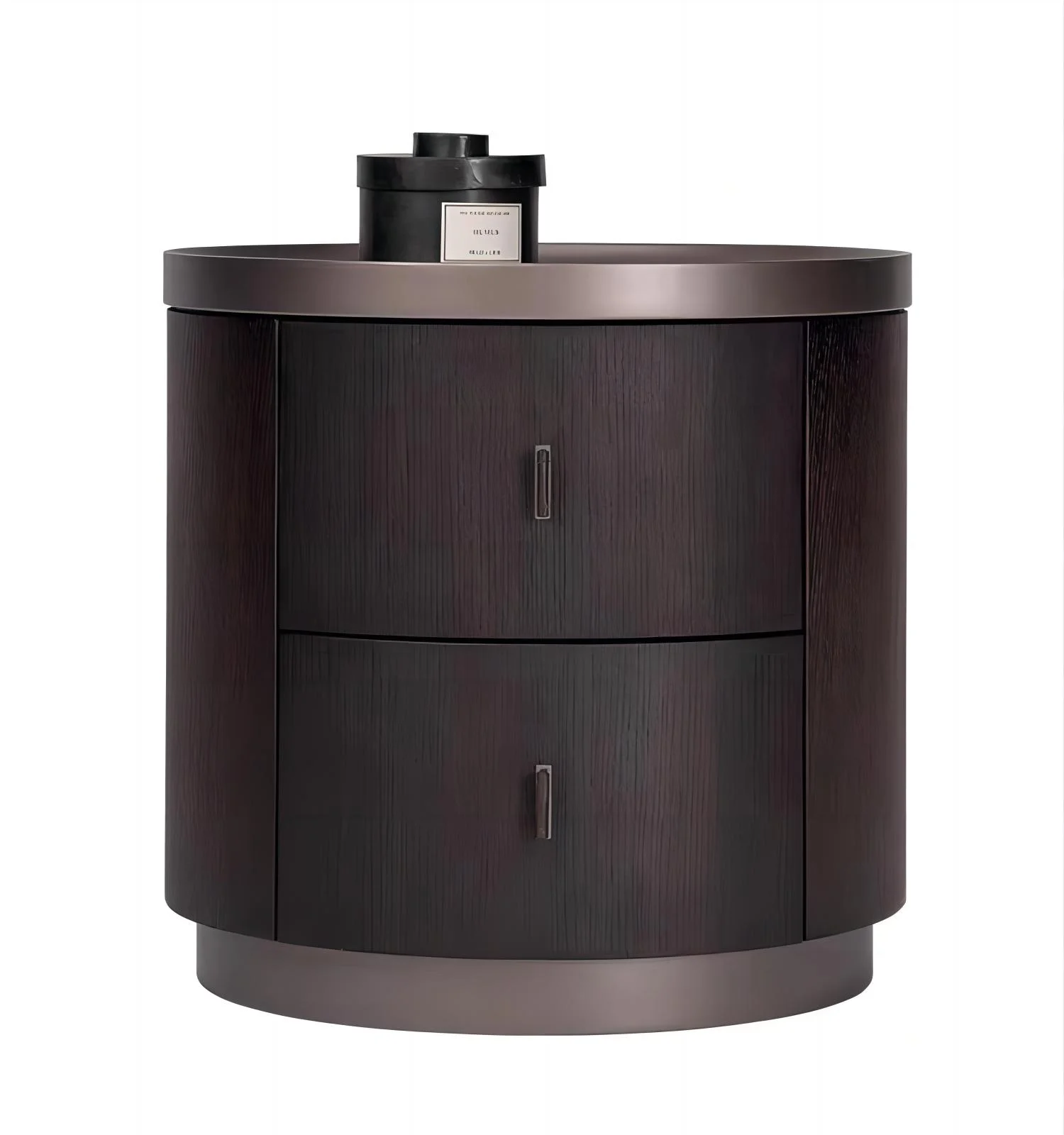 Italian-minimalist-smoked-solid-wood-round-bedside-table-bedroom-night ...