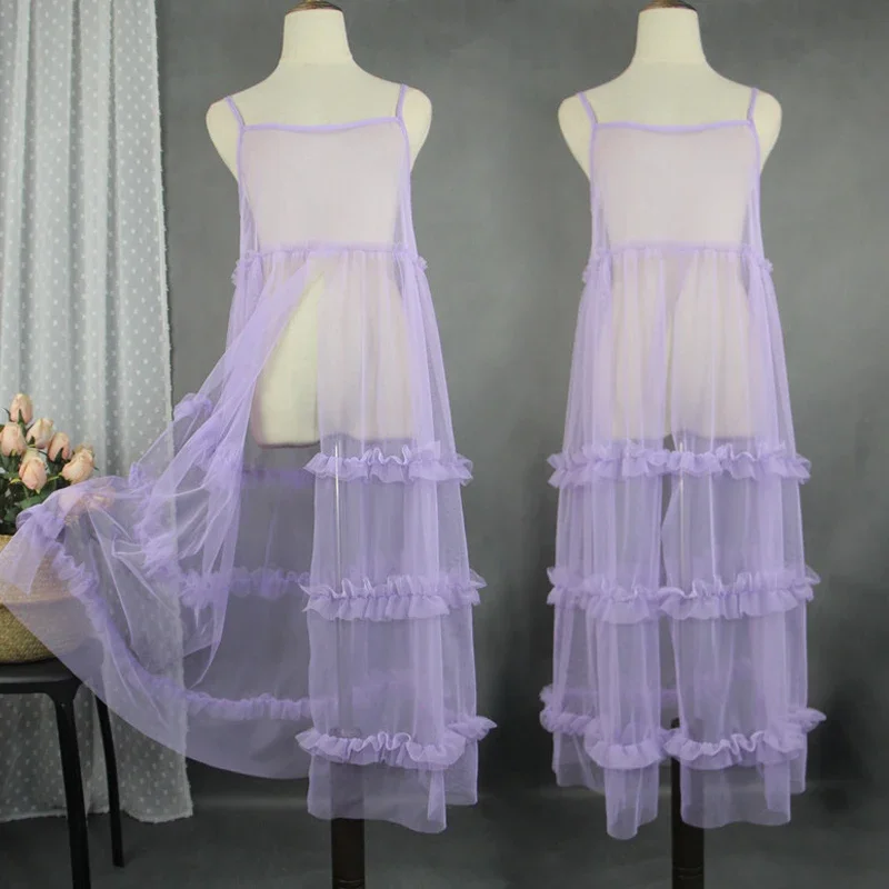 Japanese-Sweet-Purple-Mesh-Transparent-Cover-Up-Dress-for-Women ...