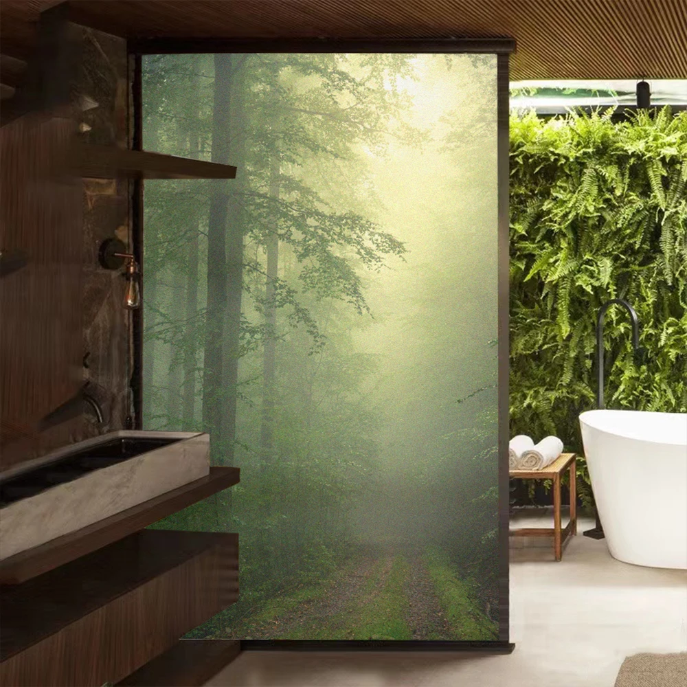 Static-Cling-Frosted-Privacy-Window-Film-Fog-Forest-Pattern-Glass-Door ...