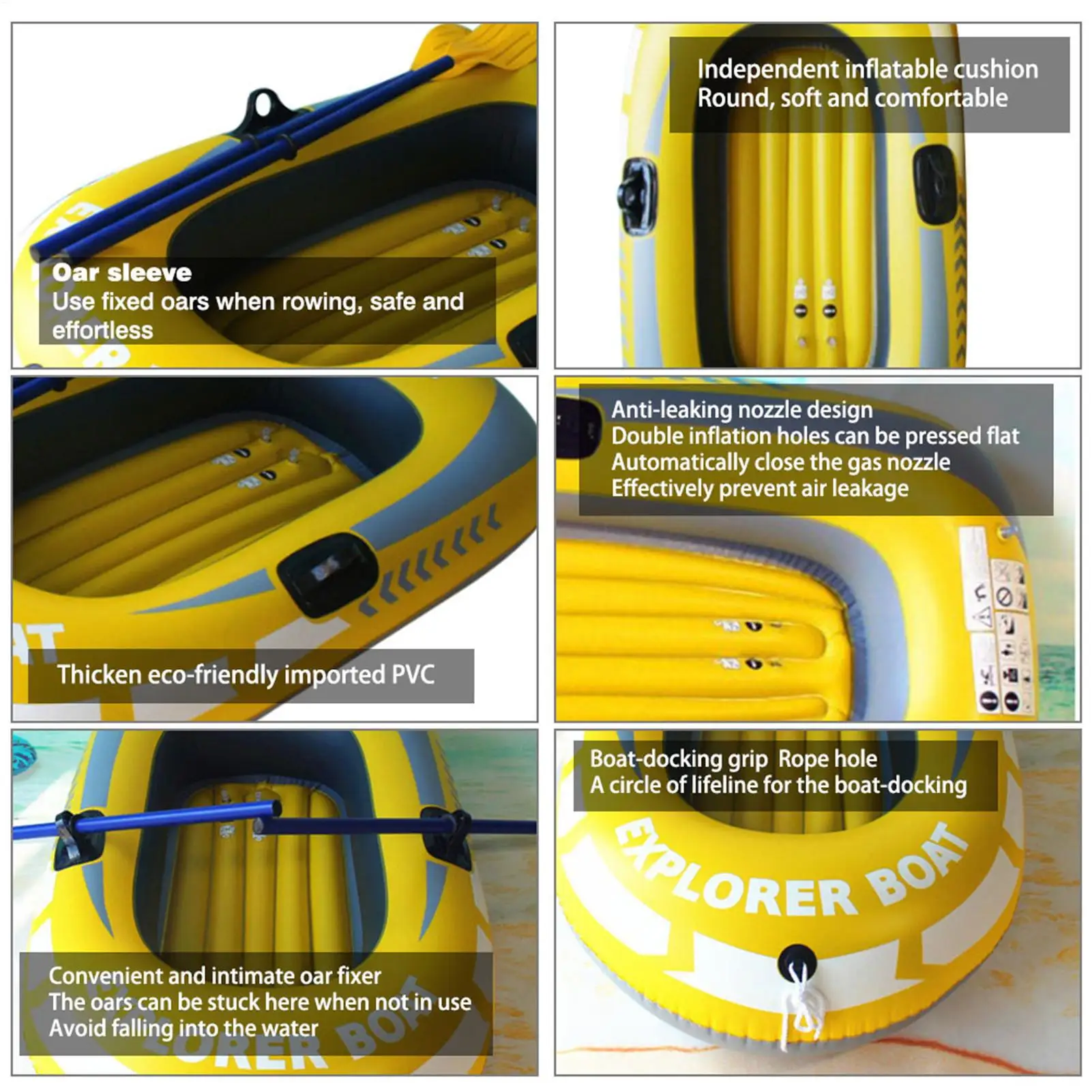 Inflatable Kayak Canoe Inflatable Fishing Boat Outdoor Floating Lake ...