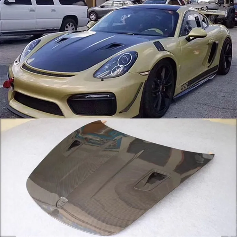 For Porsche 981 718 Boxster Cayman ReaI Carbon Fiber Engine Hood Cover Kit