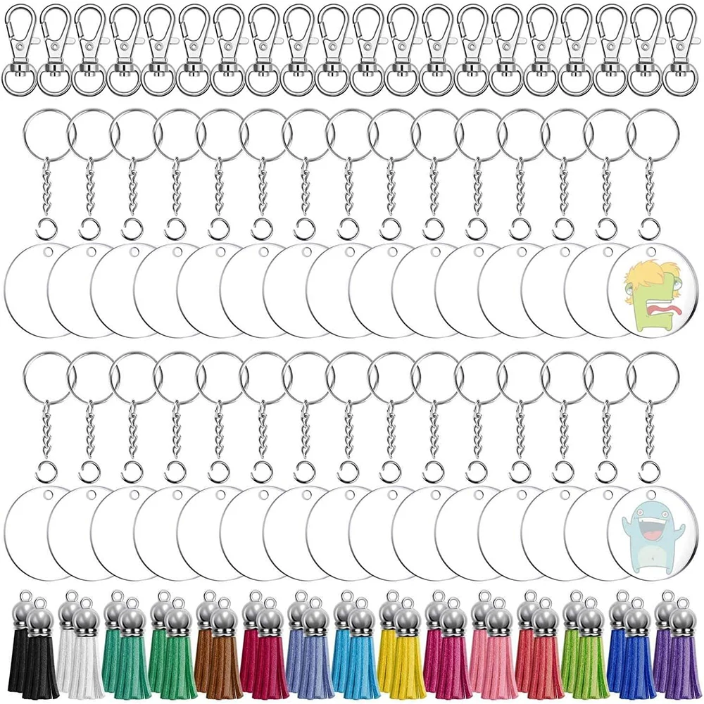 150pcs-Clear-Blank-Keychains-Kit-Acrylic-Keychain-Blanks-Key-Chain ...