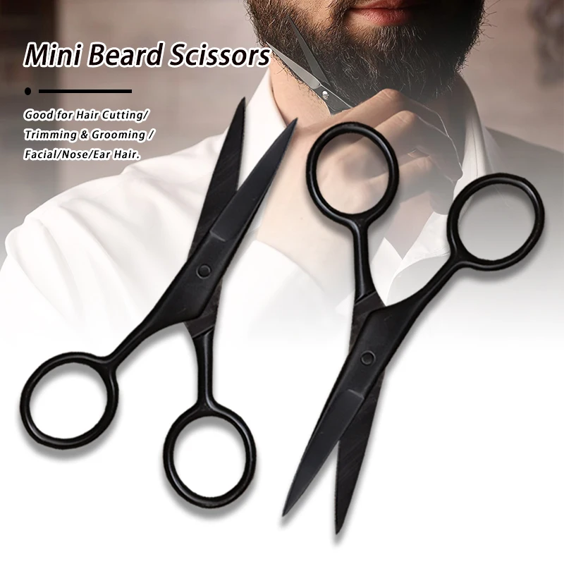 Black-Stainless-Steel-Facial-Hair-Shears-Cutting-Mustache-Eyebrow ...