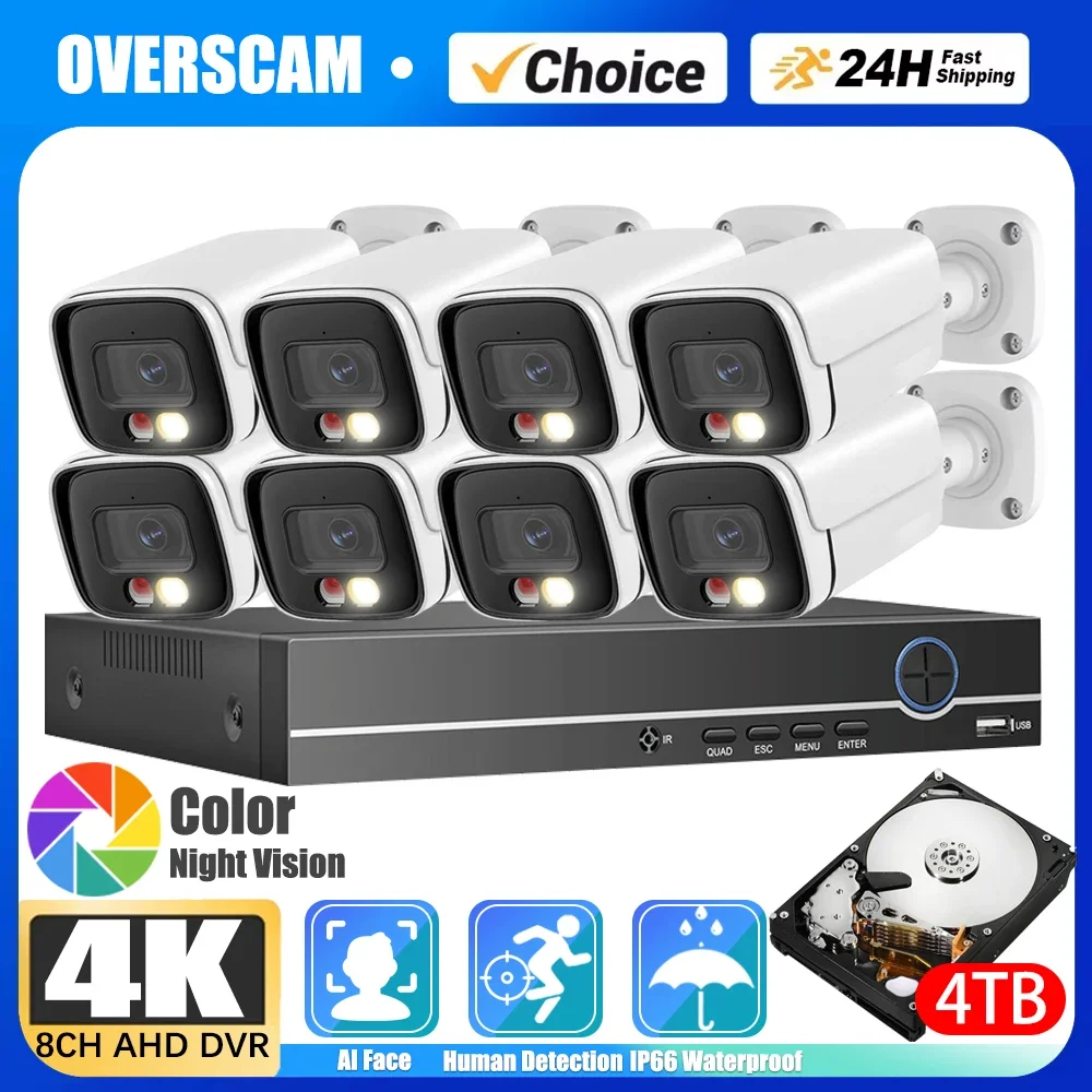 8Channel DVR CCTV Security AI Camera System Camera AHD Analog Kit HD 4K ...