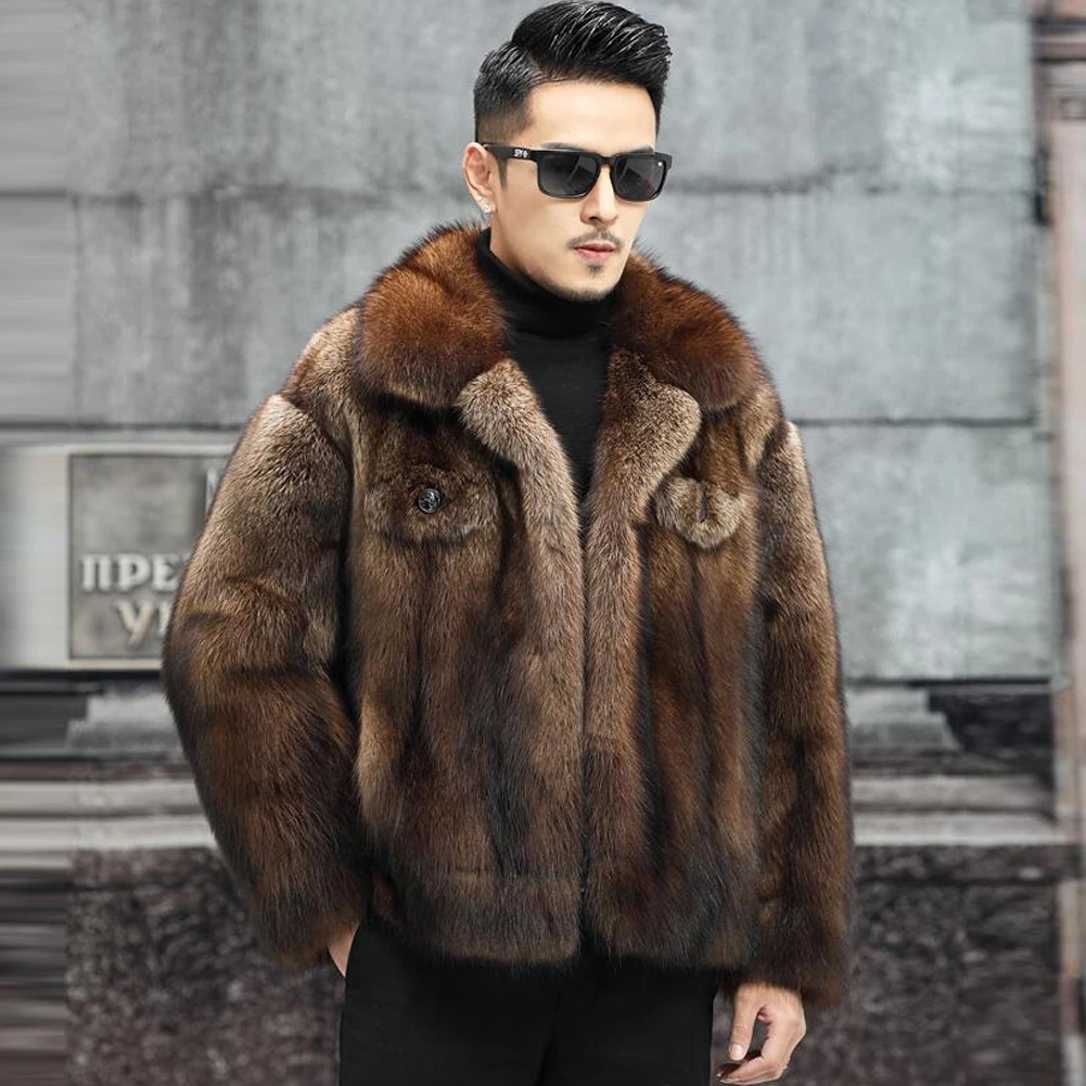 Denny&Dora Mens Brown Mink Fur Coat Leather Jacket Fur Jacket Winter Coats Mink Fur Coat » Denny ...