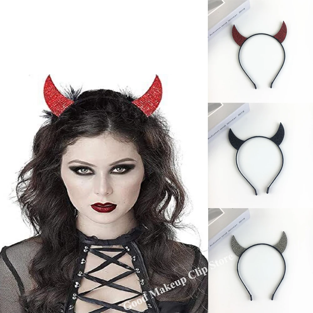 Diadema-de-cuerno-de-diablo-con-orejas-de-gato-de-cristal-de-diamantes ...