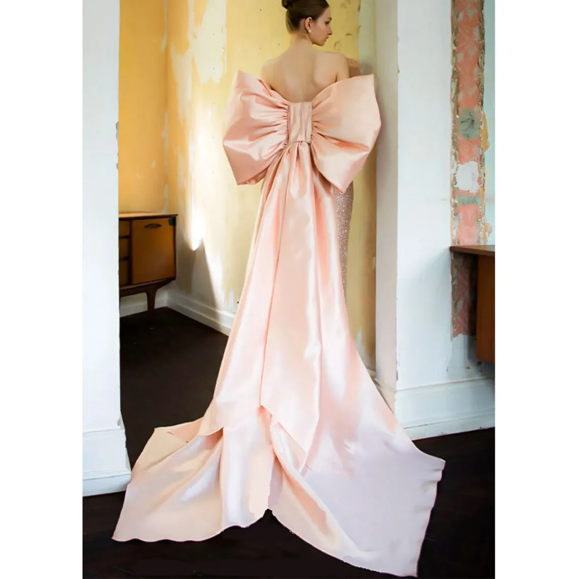 Super-Big-Removable-Bow-Elegant-Pink-Satin-Large-Bow-Wedding-Prom ...