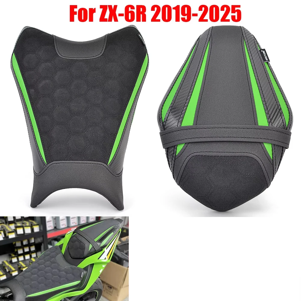 ZX6R Motorcycle Front Rider Rear Passenger Seat Cushion For Kawasaki ZX ...