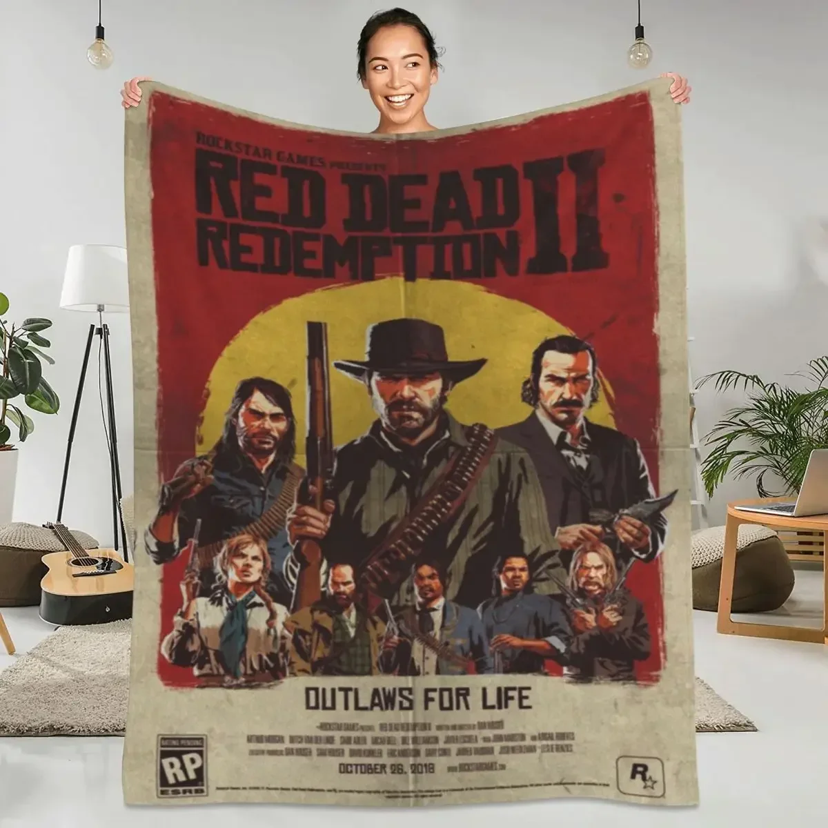 Red Dead Redemption Flannel Blanket Quality Warm Soft Video Game Throw ...