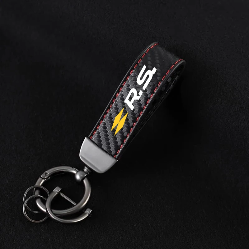 Carbon fiber Car Emblems Keyring Key Pendant Keychain For Renault RS ...