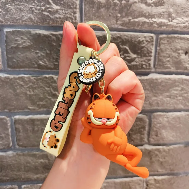 Disney Anime Kawaii Garfield Cat Pendant Keychain Cartoon Car Key Chain ...