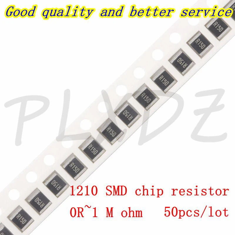 50pcs 1210 5% SMD resistor 0R ~ 1M 1/2W 0 1 10 100 150 220 330 ohm 1K 2 ...