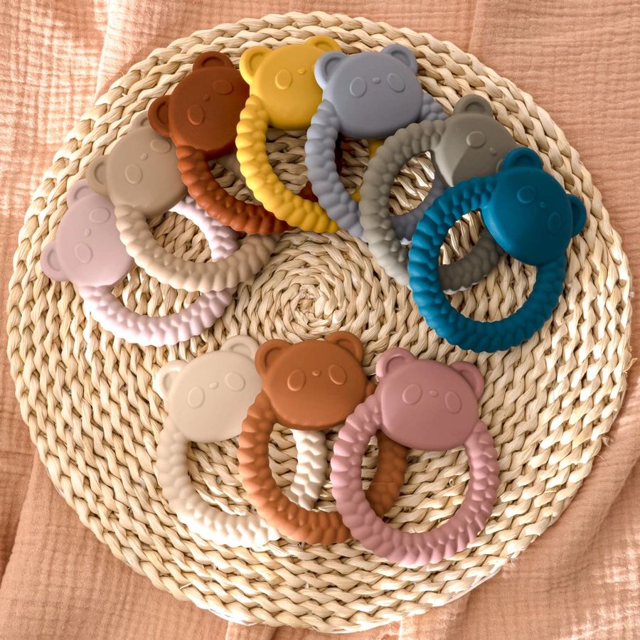 1PCS New Kawaii Panda Shape Teether Toys Silicone Teether Ring Baby ...