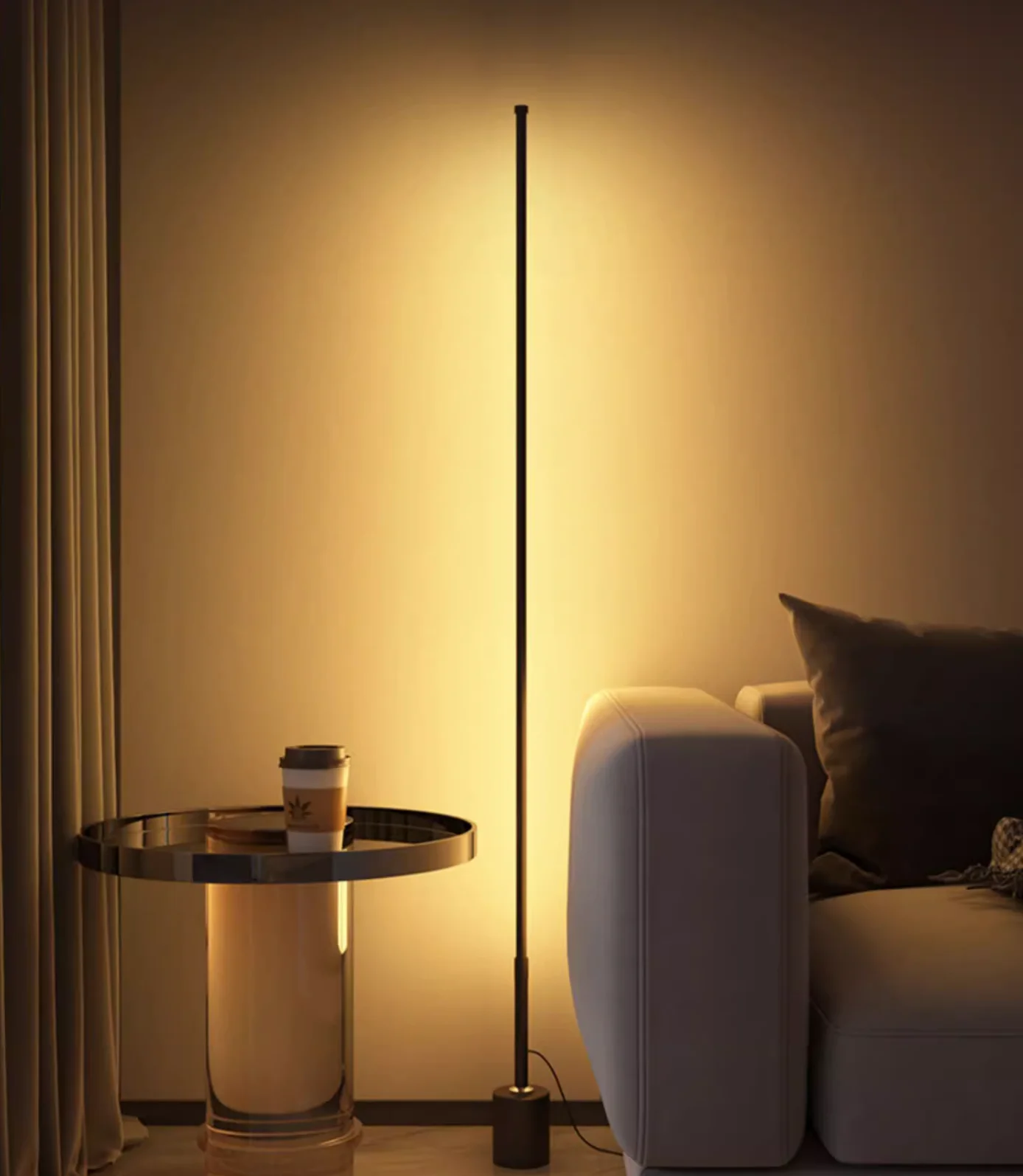 Living Room Dimmable Corner Floor Lamp Remote 100cm Stand Smart LED ...