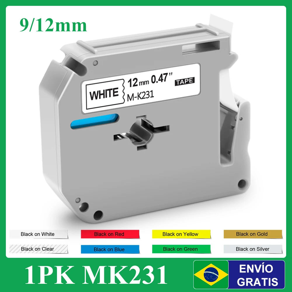 1PK M-K 231 MK231 Compatible Brother Label Tape MK Tape 12mm 9mm MK-231 ...