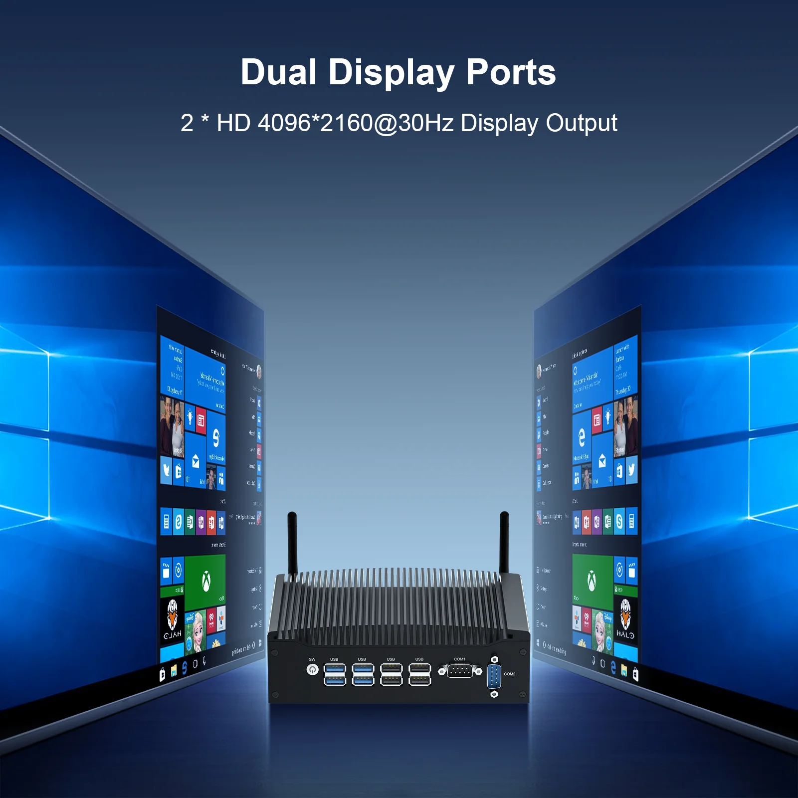 Industrial PC 8 USB Dual Display LAN COM Fanless Mini Computer Intel ...