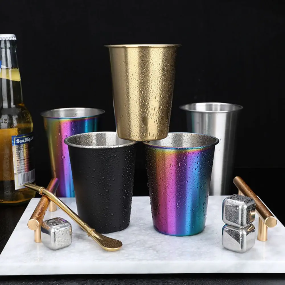 Stainless-Steel-Cup-500ml-Metal-Drinking-Glasses-for-Mojitos-Beers-Soda ...