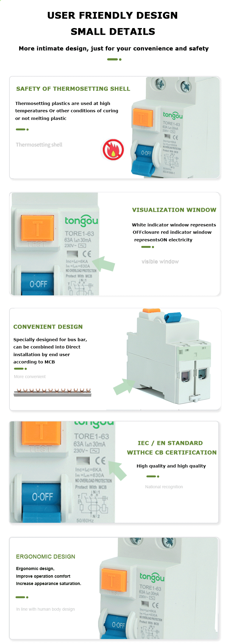 2P 16A 63A 10mA 30mA 100mA 6KA RCCB RCD 230V Electromechanic Residual ...