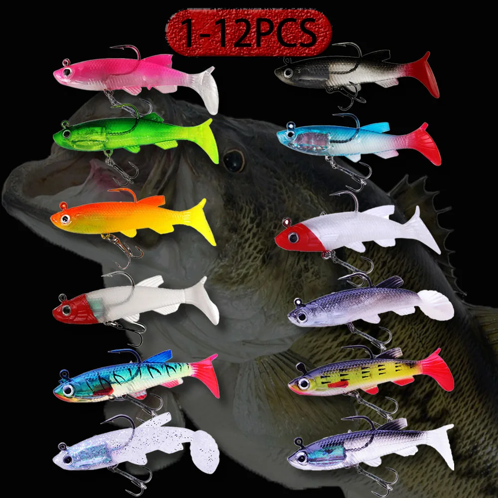 1-12PCS-Wobbler-Silicone-Bait-Artificial-Fishing-Bait-Silicone-Lures ...