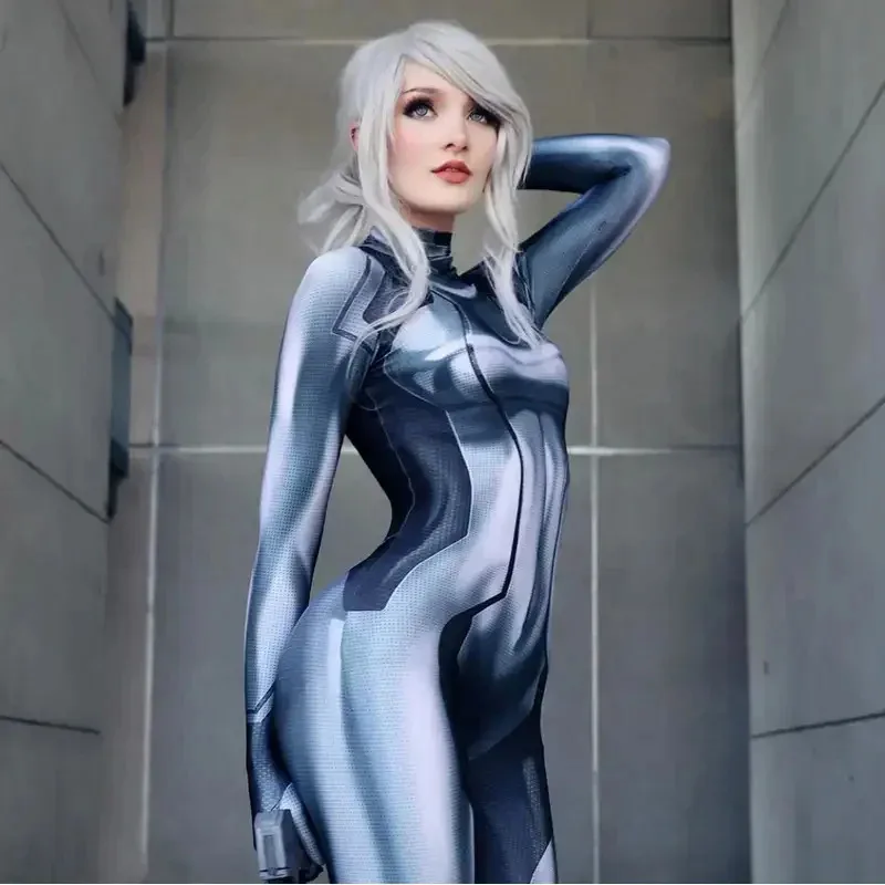 Samus Aran Cosplay Costume METROID Game Black Grey Samus Zero Aran ...
