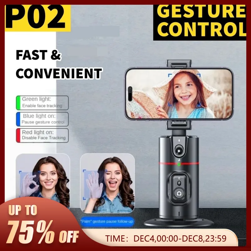 P02-Facial-Recognition-360-Mobile-Desktop-Camera-Pan-Tilt-Panoramic-Follow-Camera-Bracket-Selfie ...