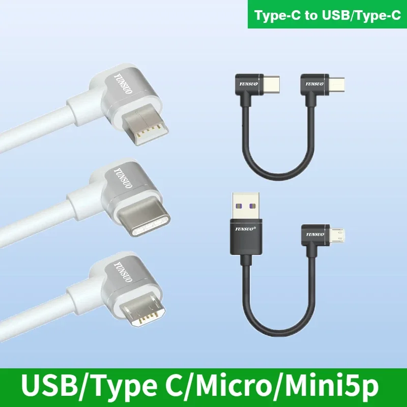 USB-Micro-Mini-Type-C-Charger-Power-Cable-Elbow-90-Degree-Right-Angled ...