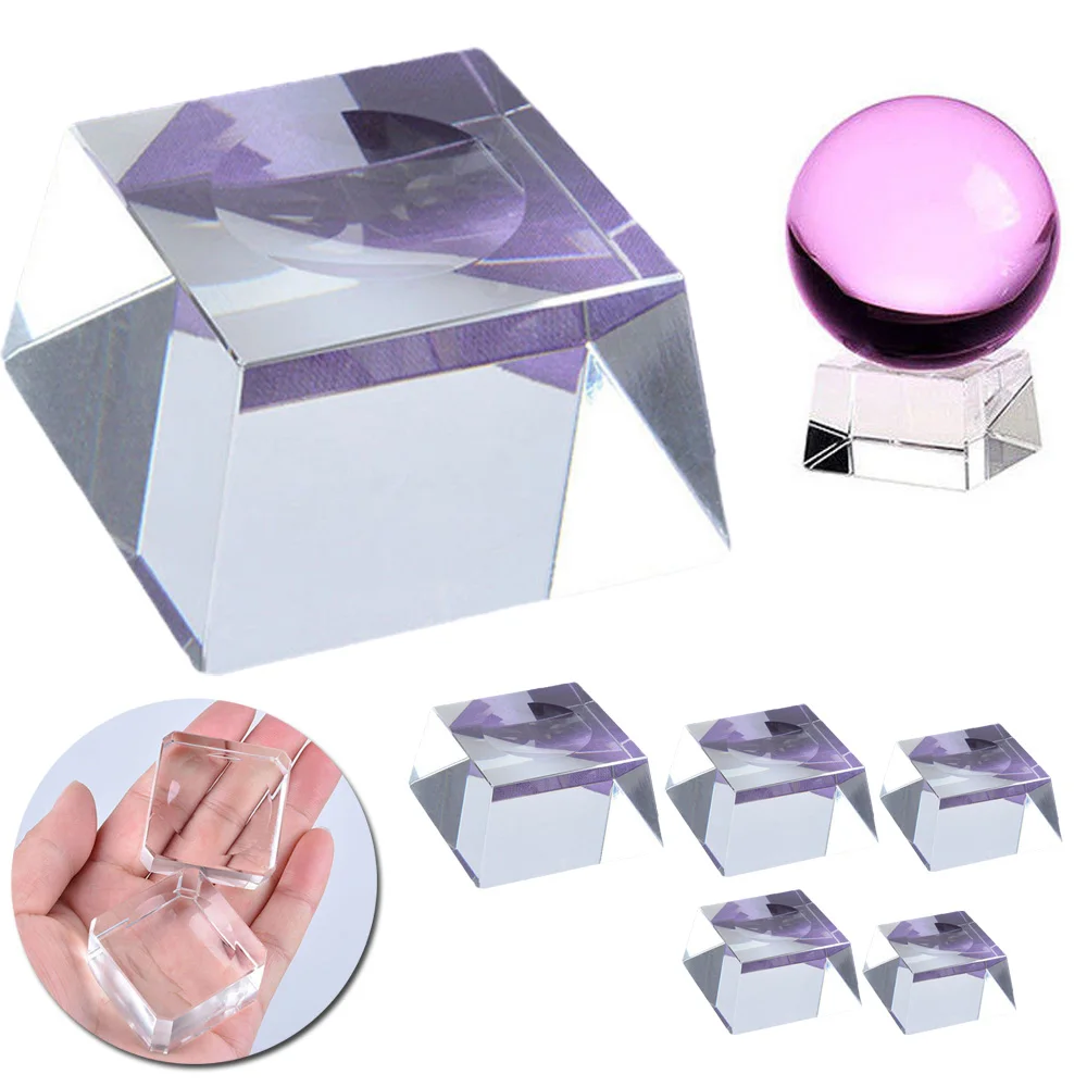 Transparent-Glass-Crystal-Sphere-Base-Transparent-Support-Square-Dimple ...