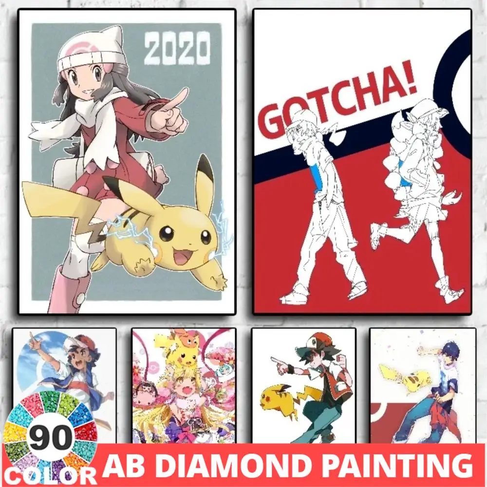 AB-90-Color-Diamond-Painting-Mosaic-Pikachu-Charizard-Elf-Velvet-Anime ...