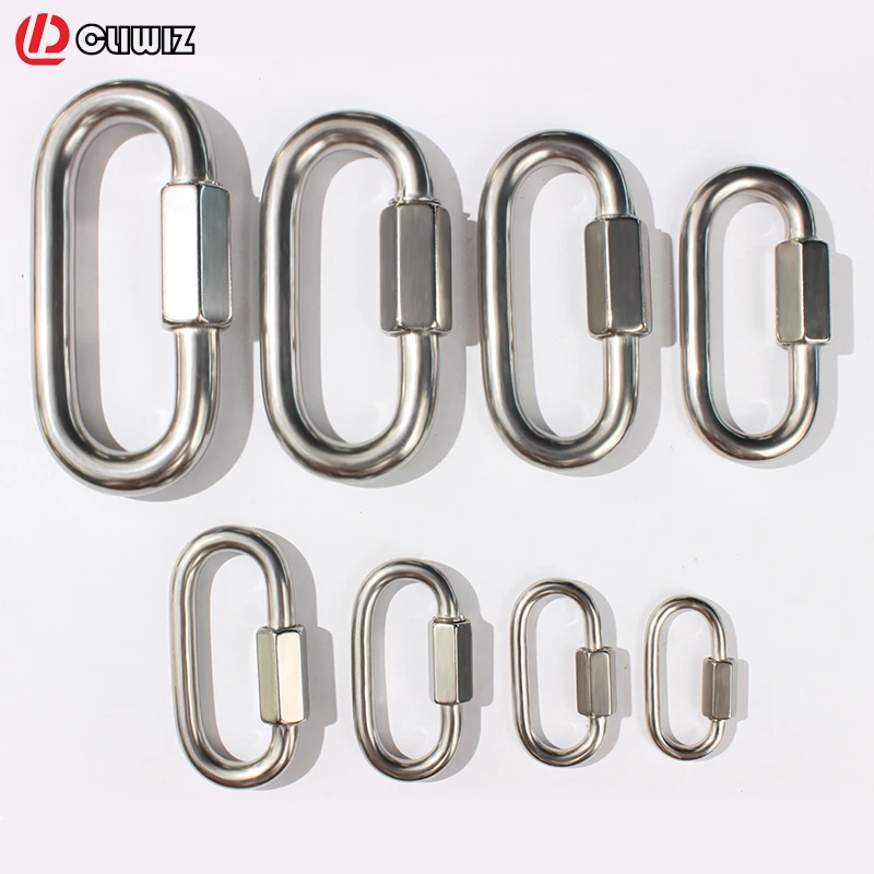 CLIWIZ 304 Stainless Steel Oval Quick Links Safety Snap Hook Climbing ...