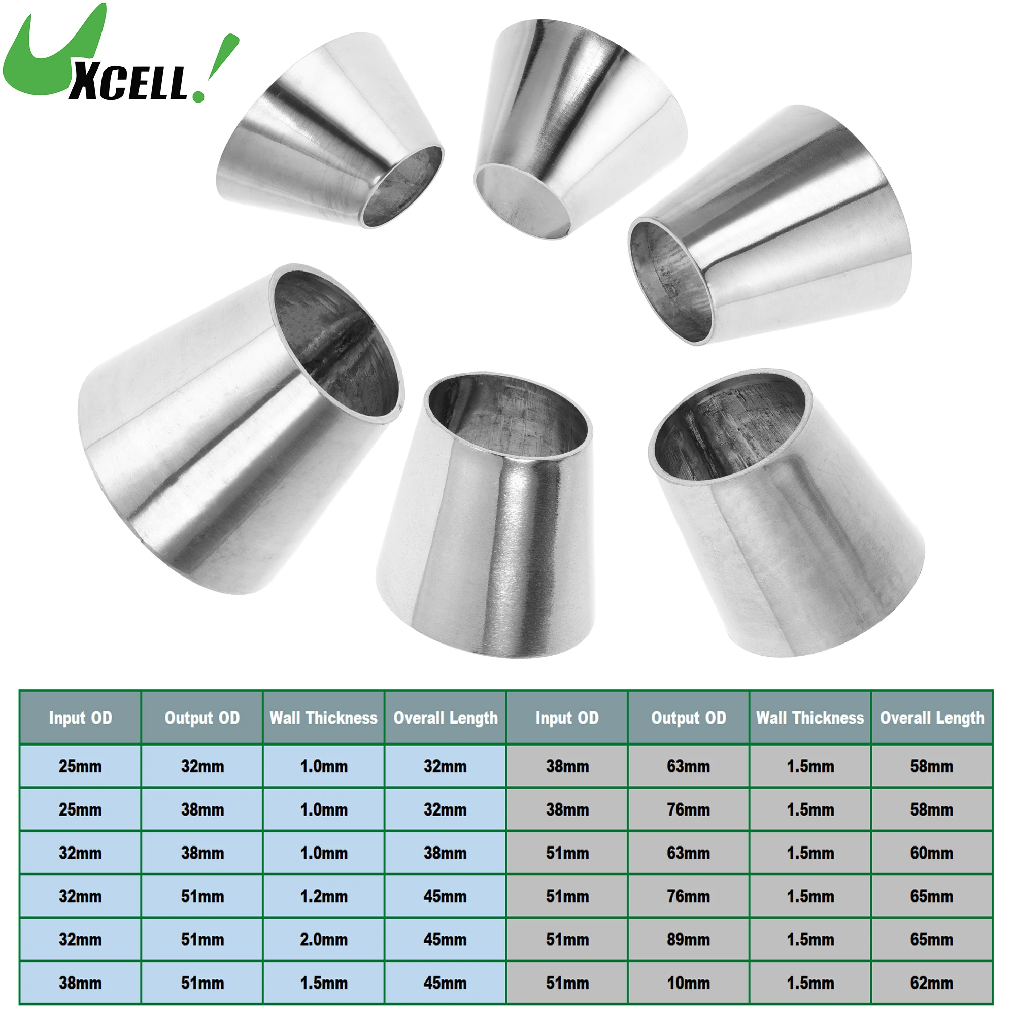 UXCELL 32mm-102mm OD Mandrel Exhaust Bend Elbow Concentric Reducer Car ...