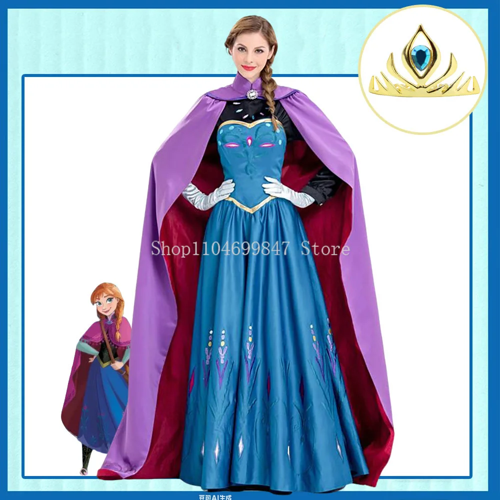 Anna Floral Princess Dress Cosplay Costume Women Adult Delux Luxury ...