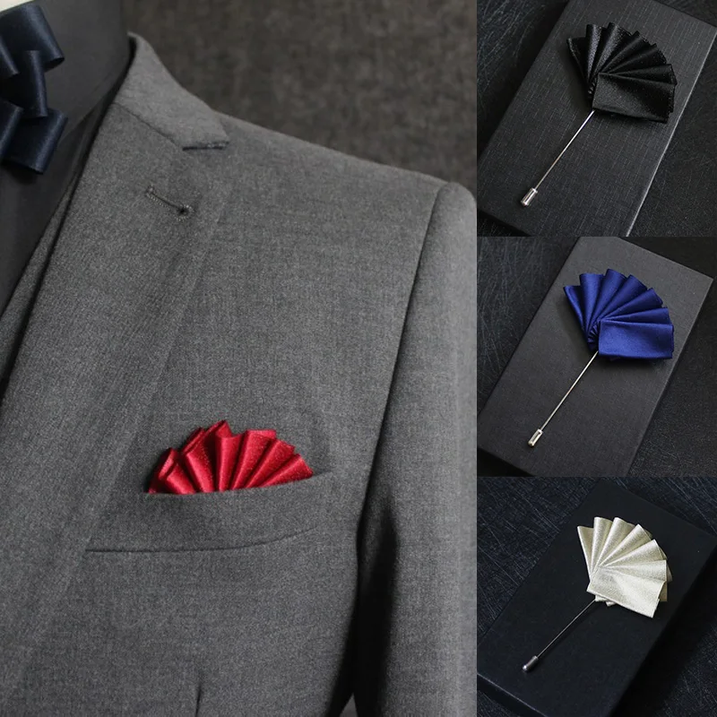 1pcs Men's Suits Brooch Pins Imitation Pocket Towel Pin Brooches for ...
