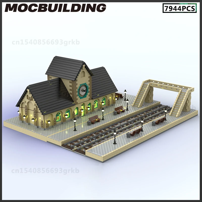MOC-Baustein-Zug-Station-Modell-Doppel-Zug-Track-Und-Haus-City-View-DIY ...