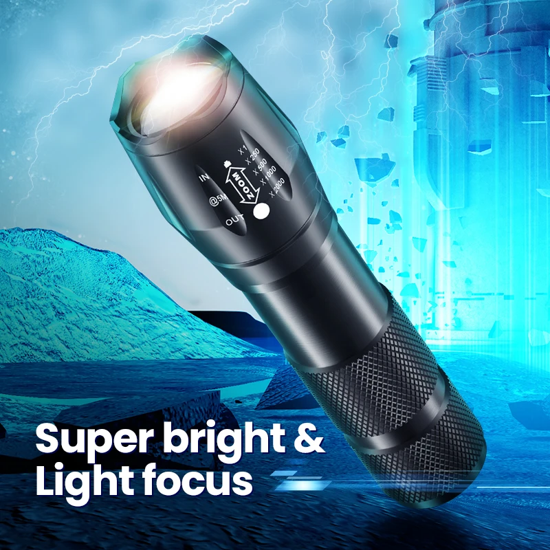 Portable Daylight T6 Flashlight White Light Zoomable Hunting Warm Flash ...