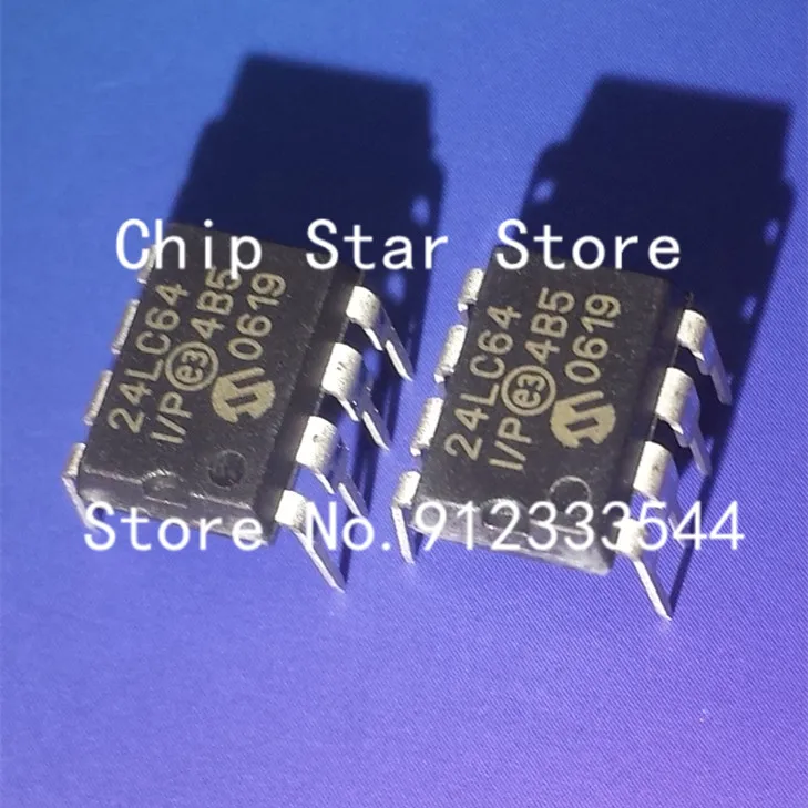 1pcs/lot 24LC64-I/P 24LC64 DIP8 EEPROM 64 Kbit 8K x 8bit Serial I2C (2-Wire) 100%New And Original