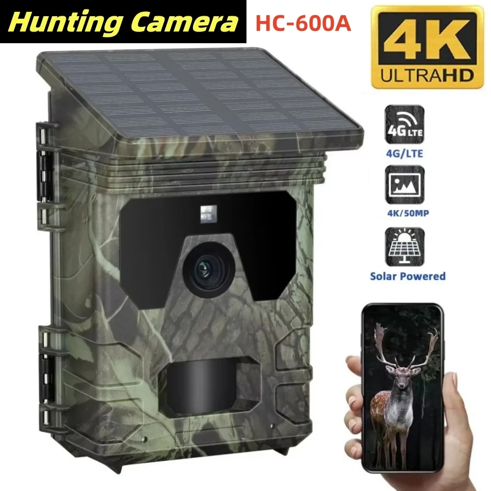 太陽光発電狩猟カメラ HC-600A 赤外線追跡ナイトビジョン 50MP 4K 0.3 秒トリガー時間野生動物監視トレイルカメラ ...