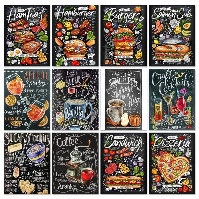 GATYZTORY-Painting-By-Number-Food-Posters-Landscape-Drawing-On-Canvas ...