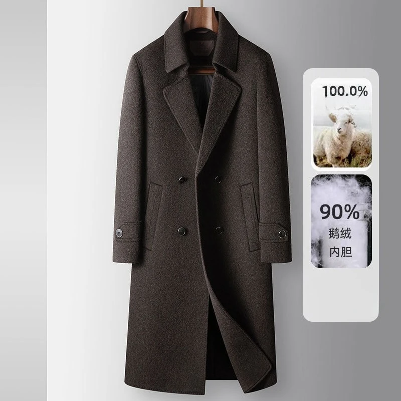 new arrival 100% wool men's coat winter double breasted knee length ...