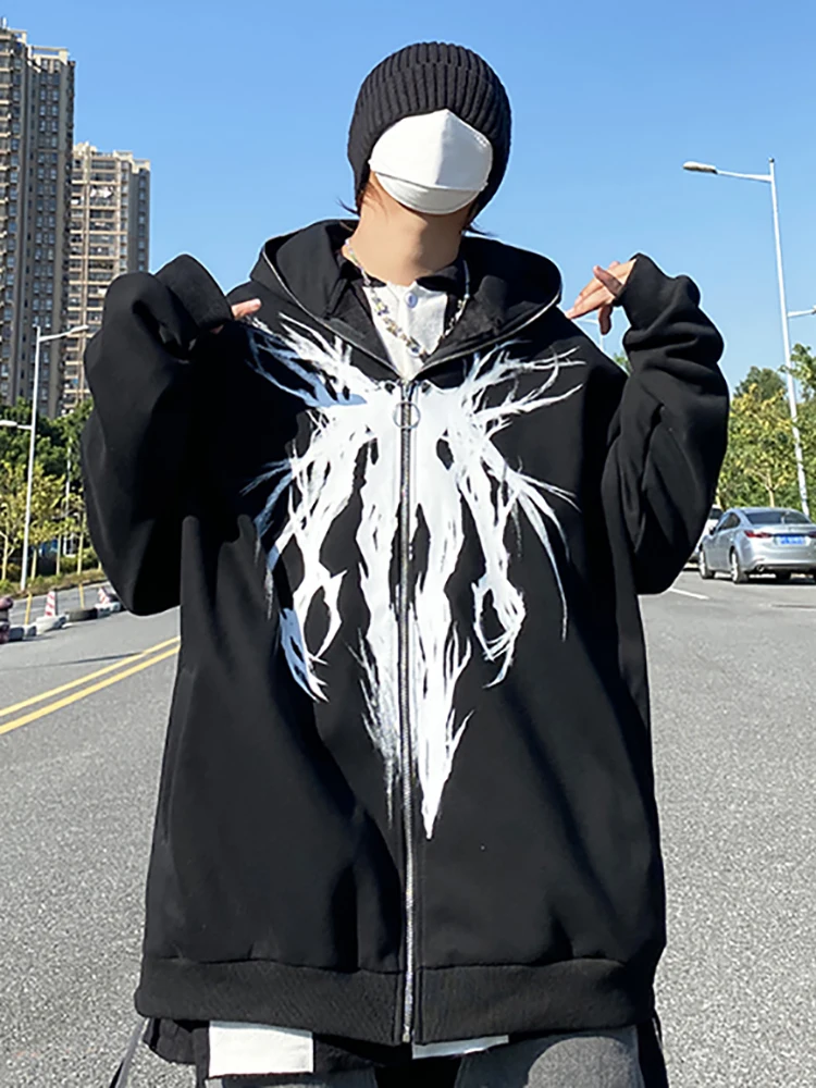 Hoodies Anime Oversized Hoodie Men's Clothing Goth Hip Hop Print ...