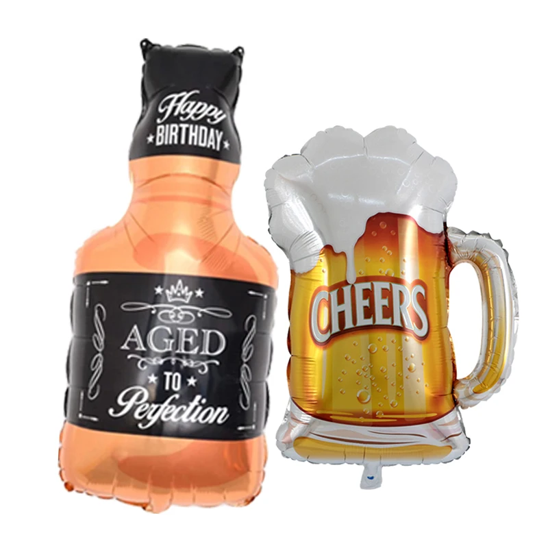2pcs Large Whisky Bottle Beer Glass Foil Balloons Helium Balloon ...