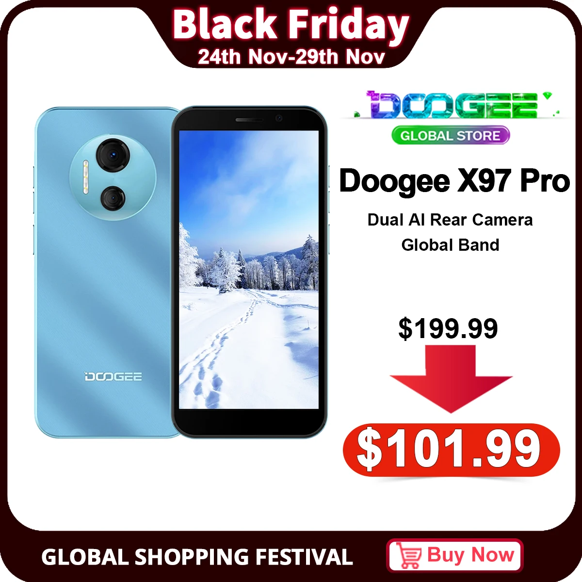 Doogee x97 pro helio g25 android 12 smartphone 4gb + 64gb 6.0 "12mp ...