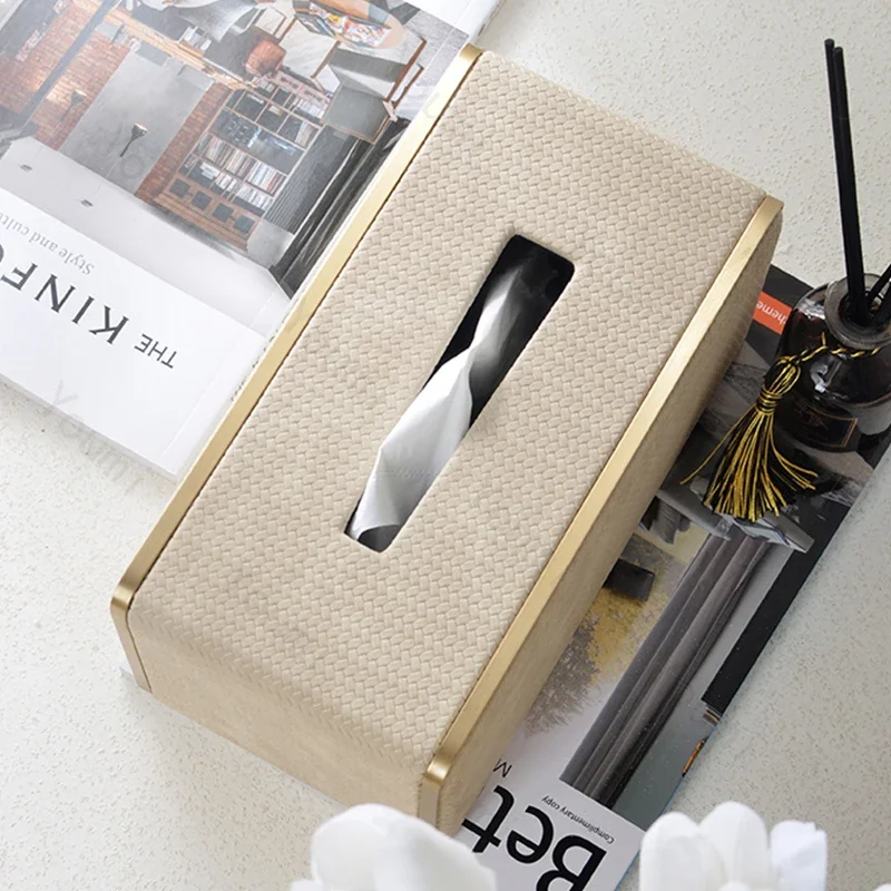 Copper-Edge-Leather-Tissue-Box-Cover-Light-Luxury-Decor-Hotel-Dining ...