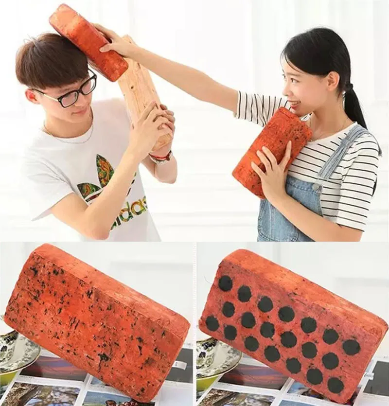 Simulation Brick Funny Soft Plush Toy Friend Practical Joke Playing ...